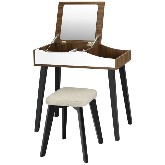 Modern Folding Dressing Table with Mirror and Stool – Fairway Home