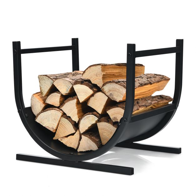 Patio Firewood Rack with U-Shaped Design and Handles – Fairway Home