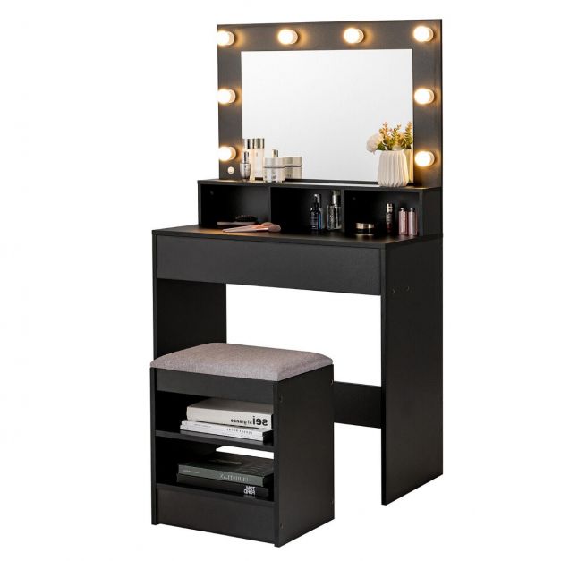 Studio Style Dressing Table with Large Mirror and Stool – Fairway Home